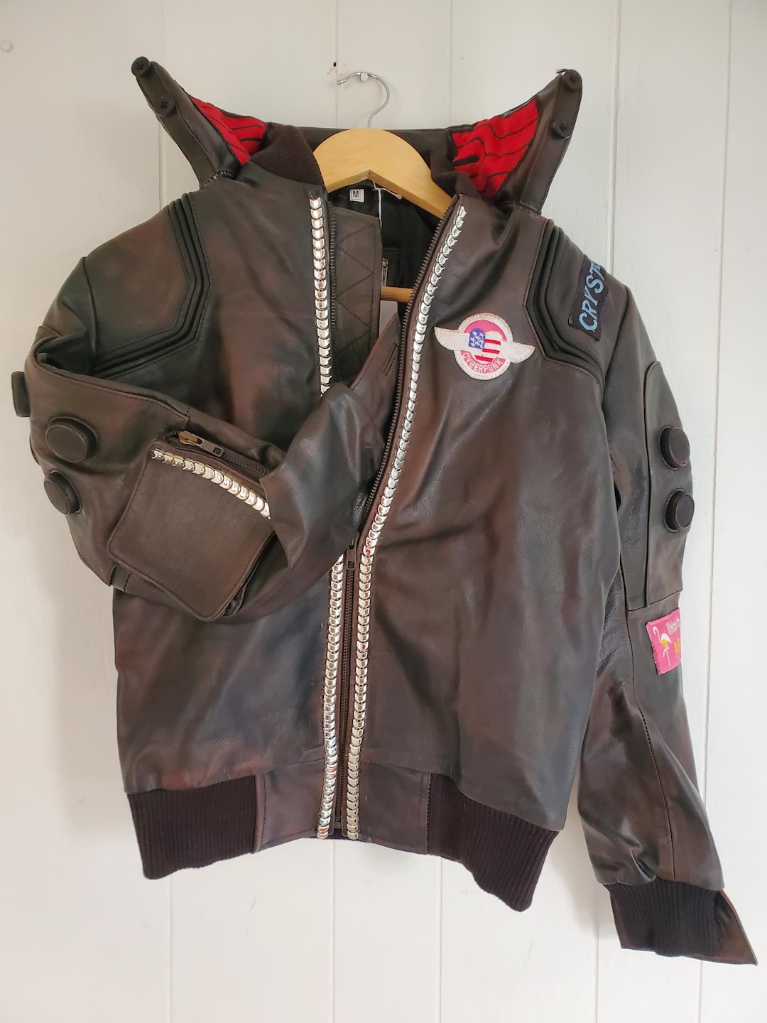 Cyber Cosplay Punk Samurai Gaming Bomber Black Leather Jacket for Women ...