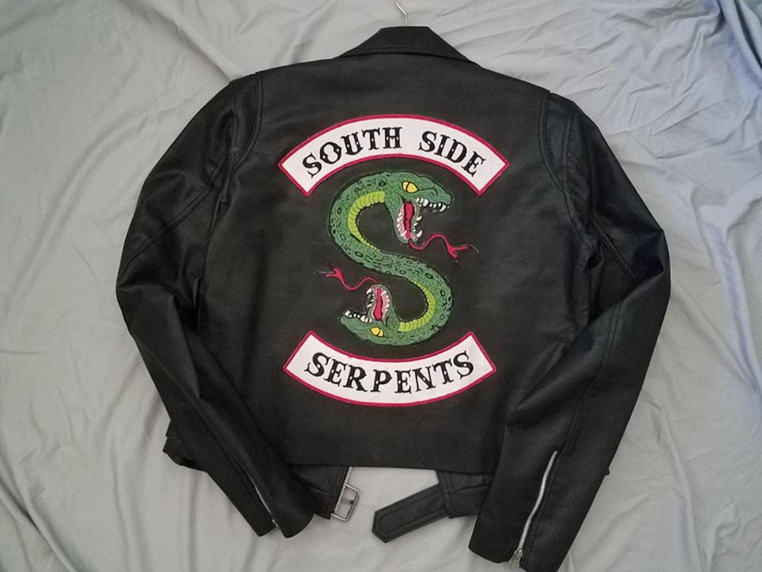 Riverdale High Southside Serpents Style Motorcycle Black Leather Jacket ...