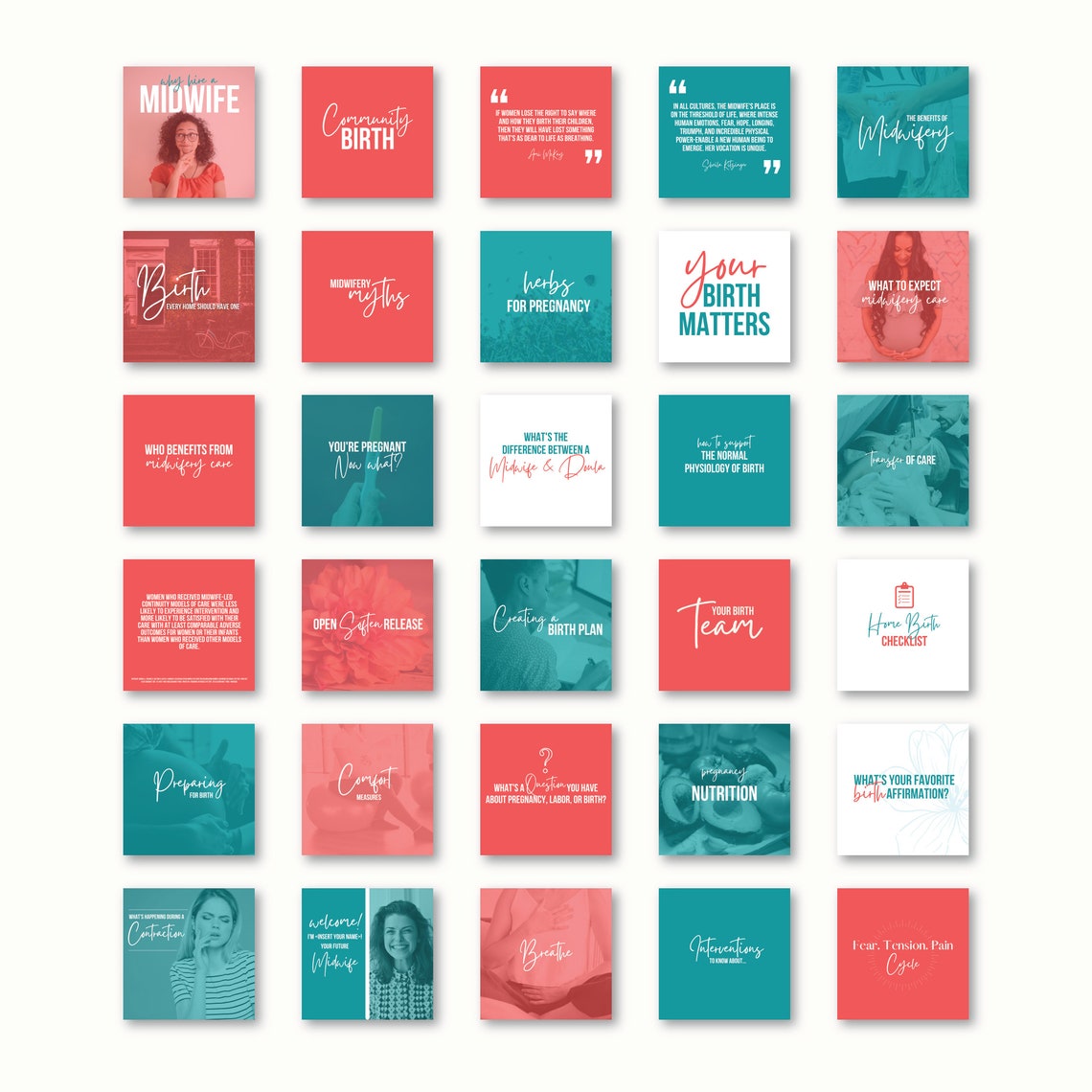 30 Customizable Canva Square Social Media Templates for Midwives - Etsy