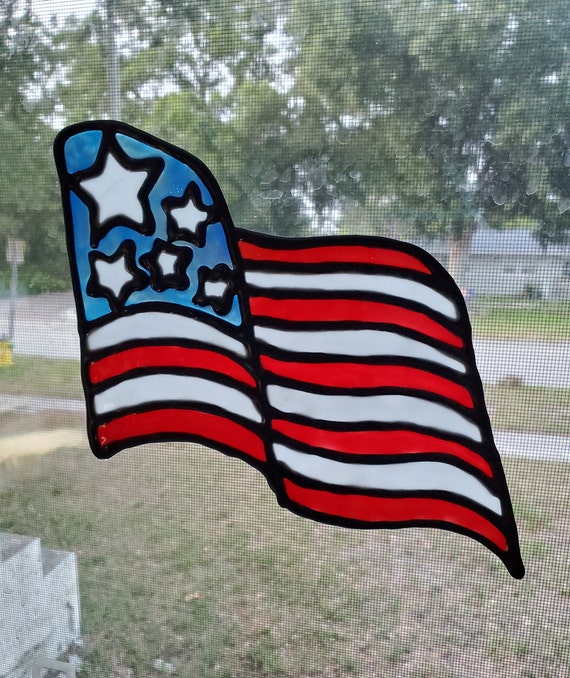Gallery Glass Window Cling American Flag | Etsy