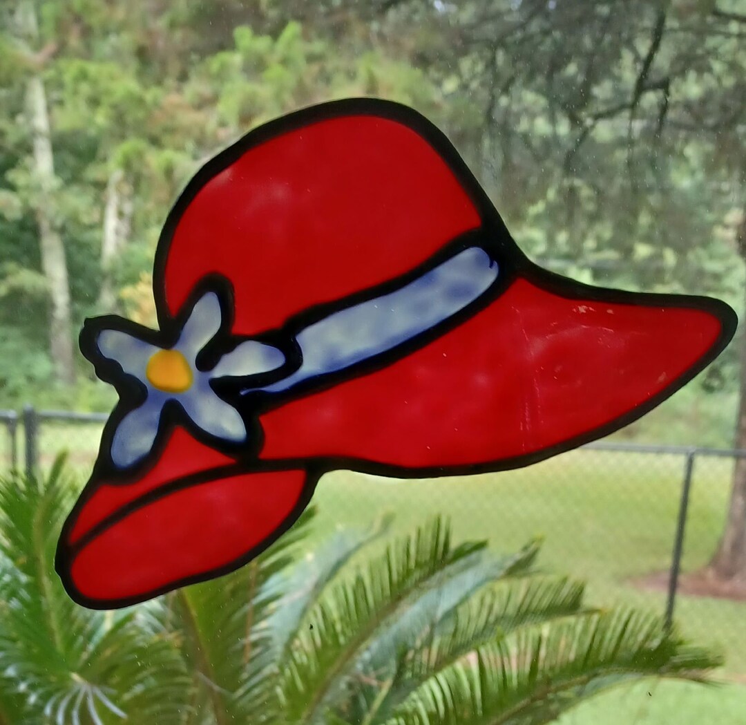 Gallery Glass Window Cling Red Hat - Etsy