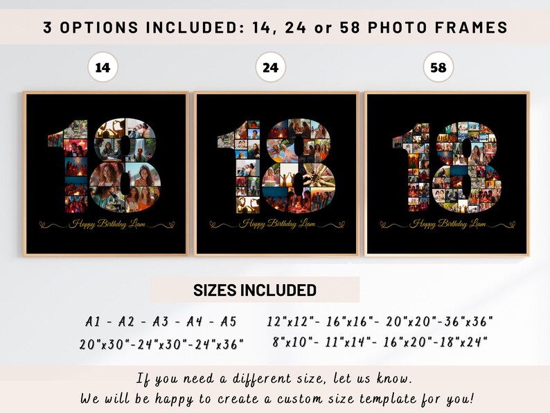 18th Birthday Photo Collage Template: Customizable Canva Poster ...