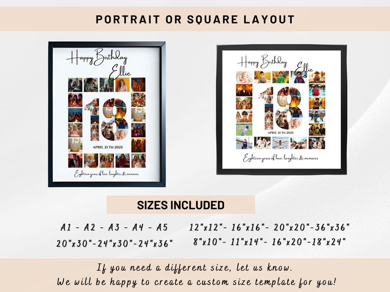 18th Birthday Photo Collage Template: Customizable Keepsake (digital ...