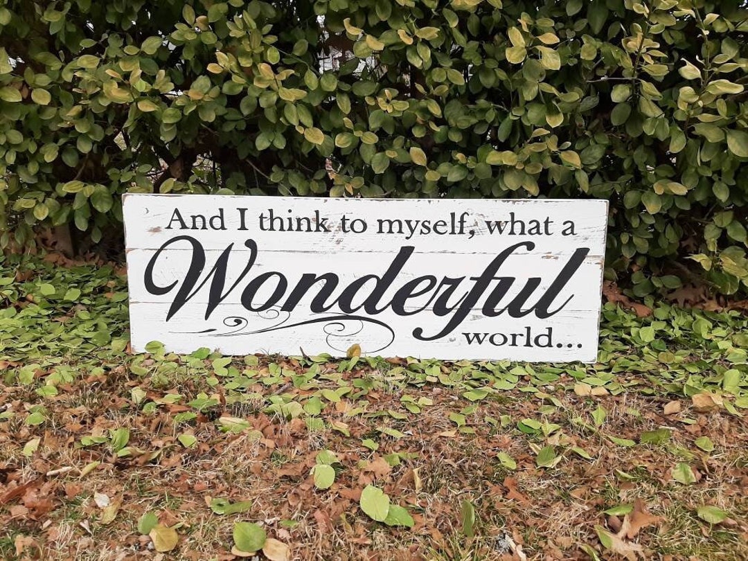 What A Wonderful World Sign Wood Sign and I Think to Myself - Etsy