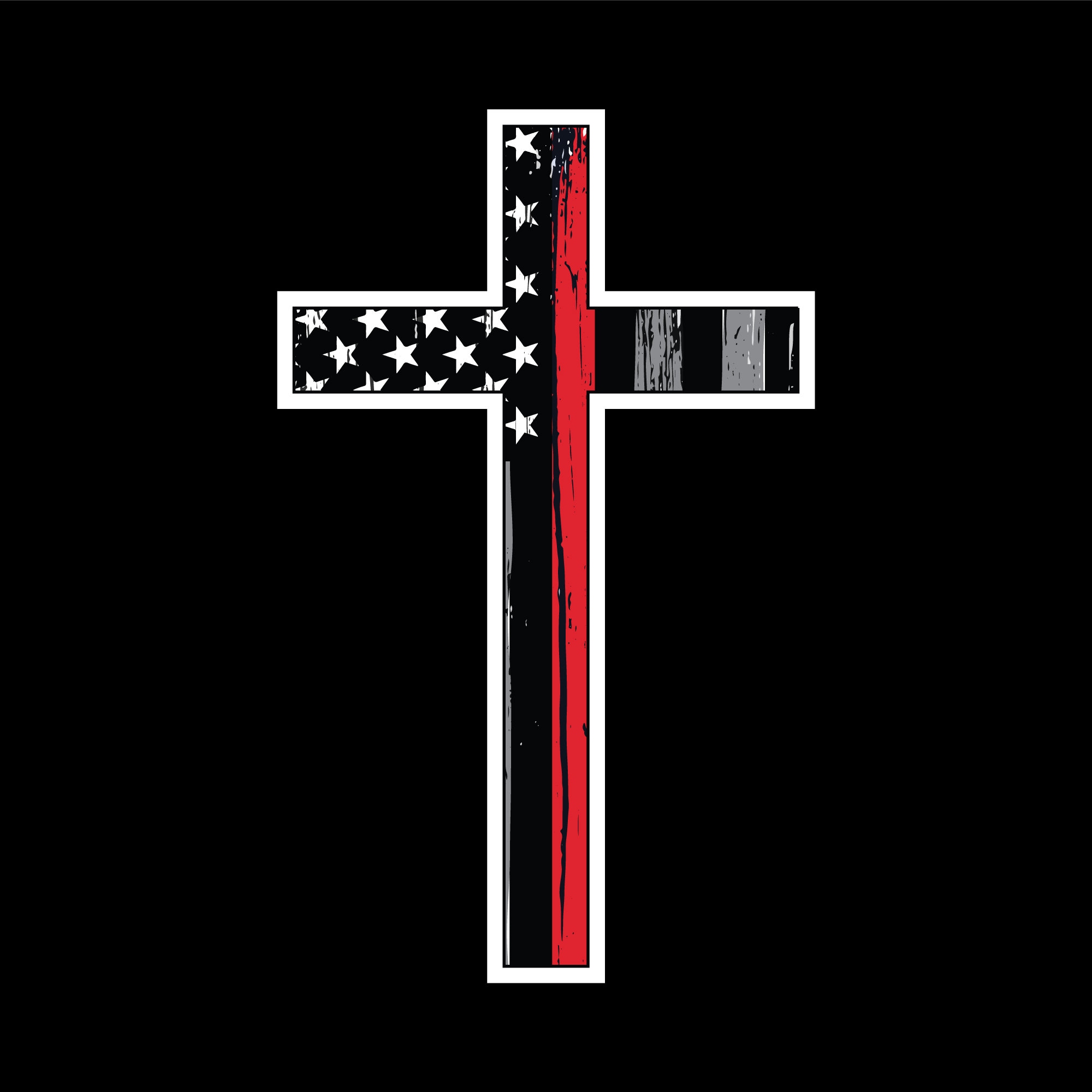 Thin Red Line Firefighter Cross Vehicle Decal. Vinyl Decal. Firefighter ...