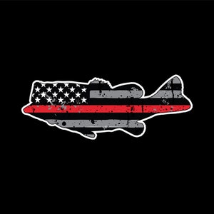 Thin Red Line Firefighter Largemouth Bass Vehicle Decal. Vinyl Decal ...