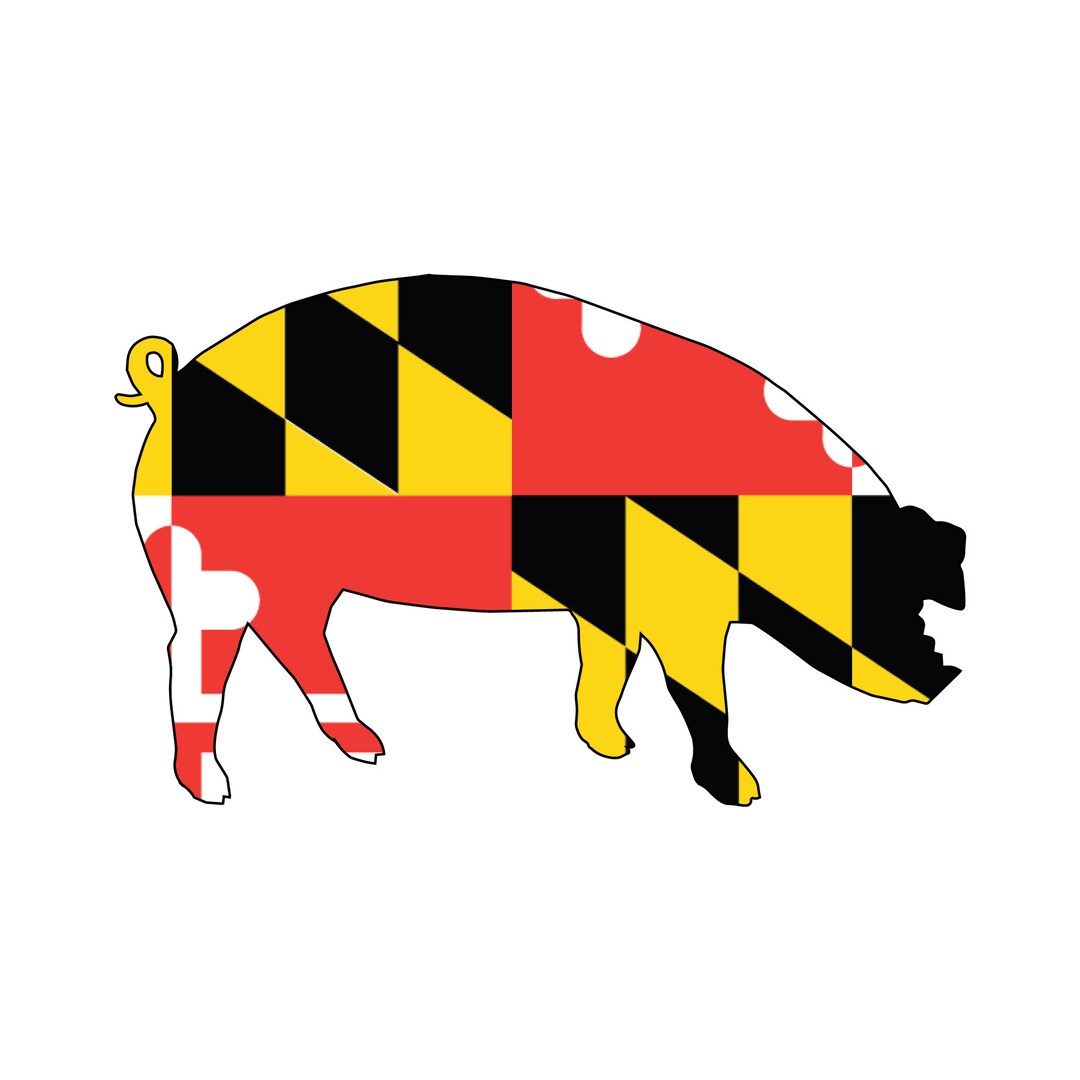 Maryland Flag Pig Vehicle Decal. Pig Vinyl Decal. Maryland Pride ...