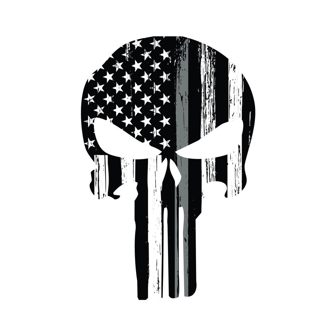 Thin SILVER Line Punisher Skull Corrections Officer Car Decal. Vinyl ...