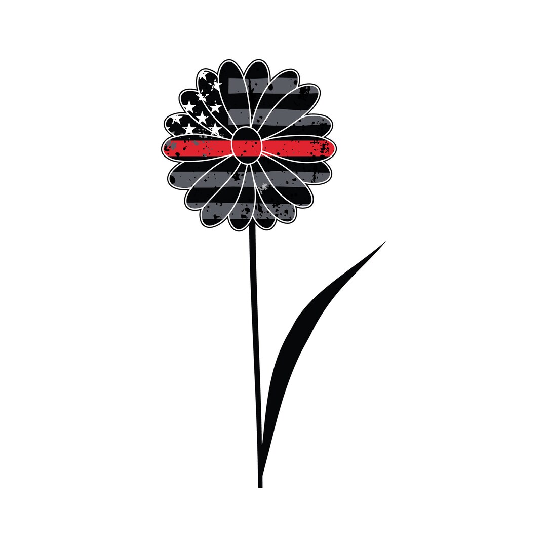 Thin Red Line Firefighter Flower Vehicle Decal. Vinyl Decal ...