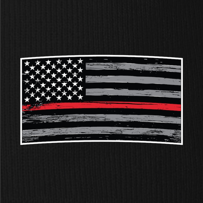 Thin Red Line Firefighter American Flag Beanie. Firefighter | Etsy