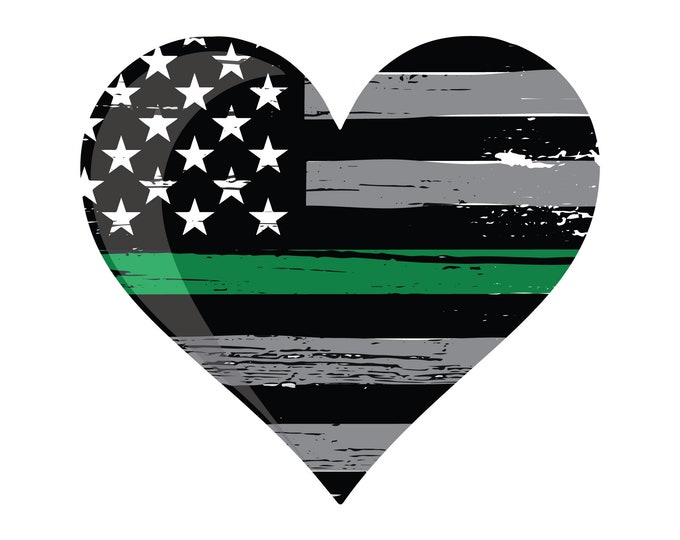 Thin Green Line Border Patrol and Military American Flag Heart Vehicle ...