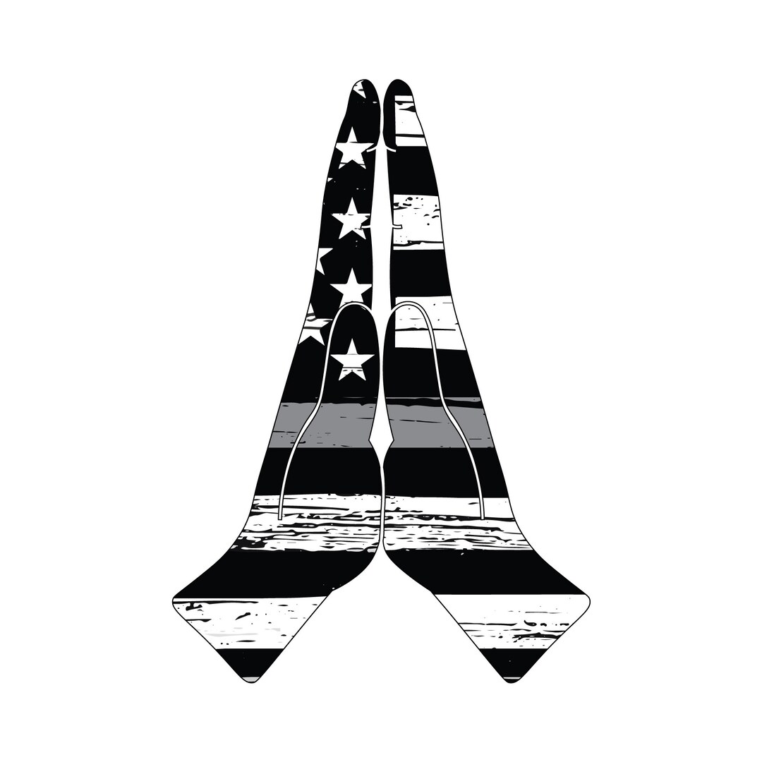 Thin SILVER Line Corrections Officer Praying Hands Vehicle Decal. Vinyl ...