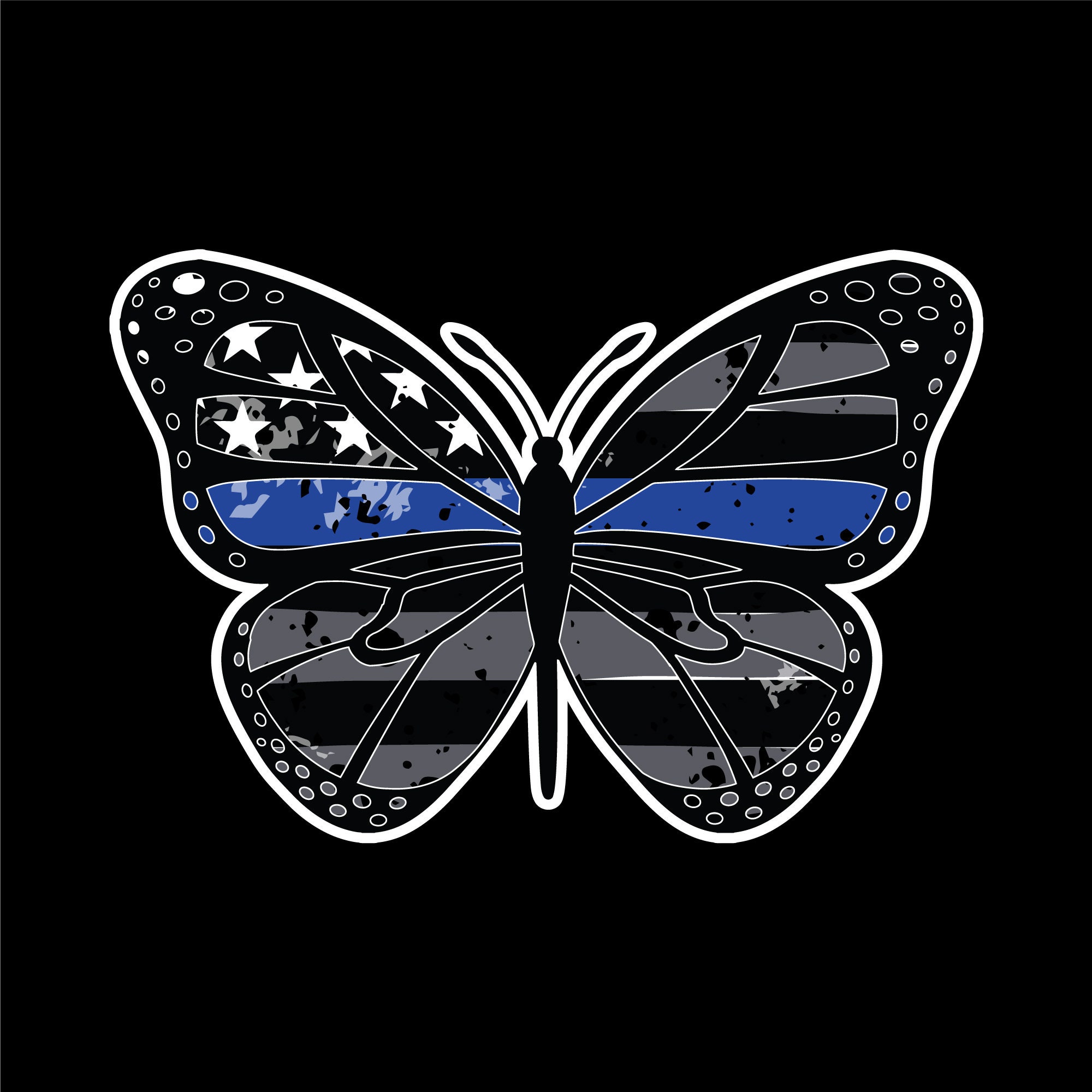 Thin Blue Line LEO Butterfly Vehicle Decal. Vinyl Decal. Law ...