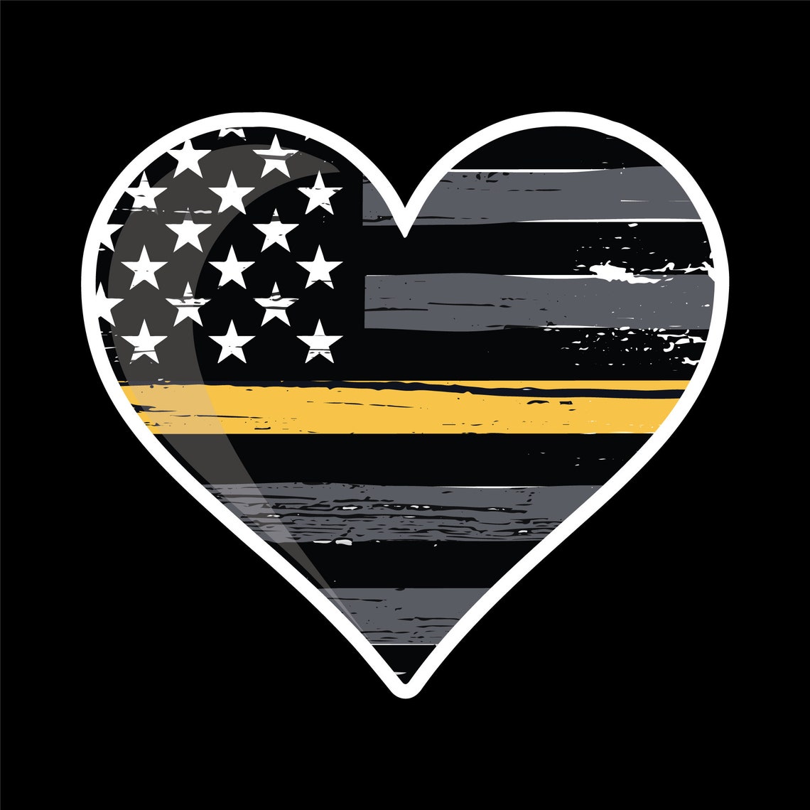 Thin Gold Line Heart Dispatcher Decal. 911 Dispatcher Sticker. Police ...