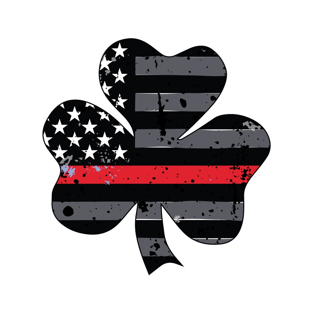 Thin Red Line Firefighter American Flag Shamrock Vehicle Decal. Vinyl ...