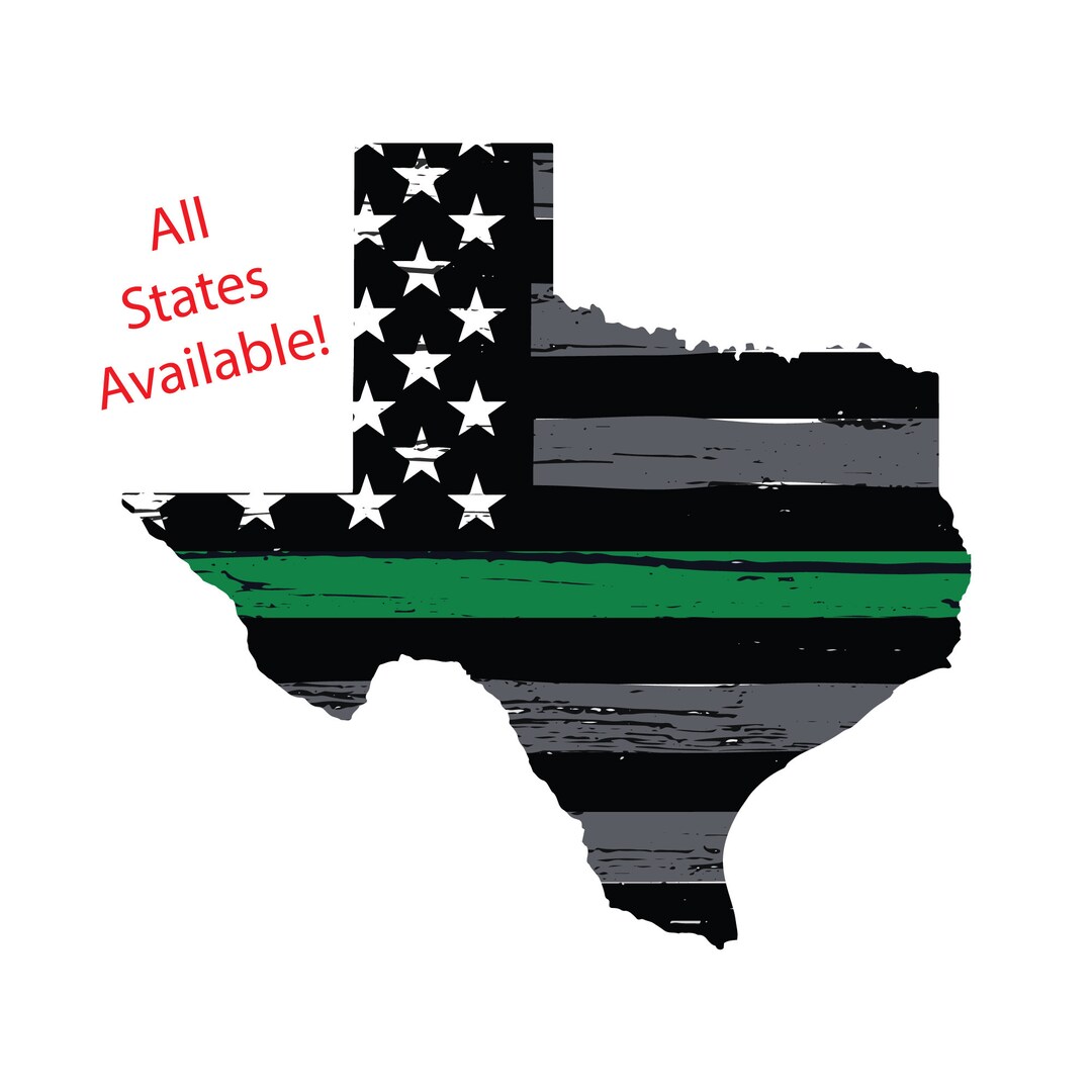 Thin Green Line State Outline Border Patrol and Military Vehicle Decal ...