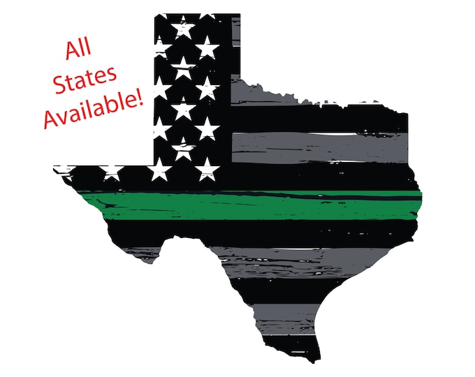 Thin Green Line State Outline Border Patrol and Military Vehicle Decal ...