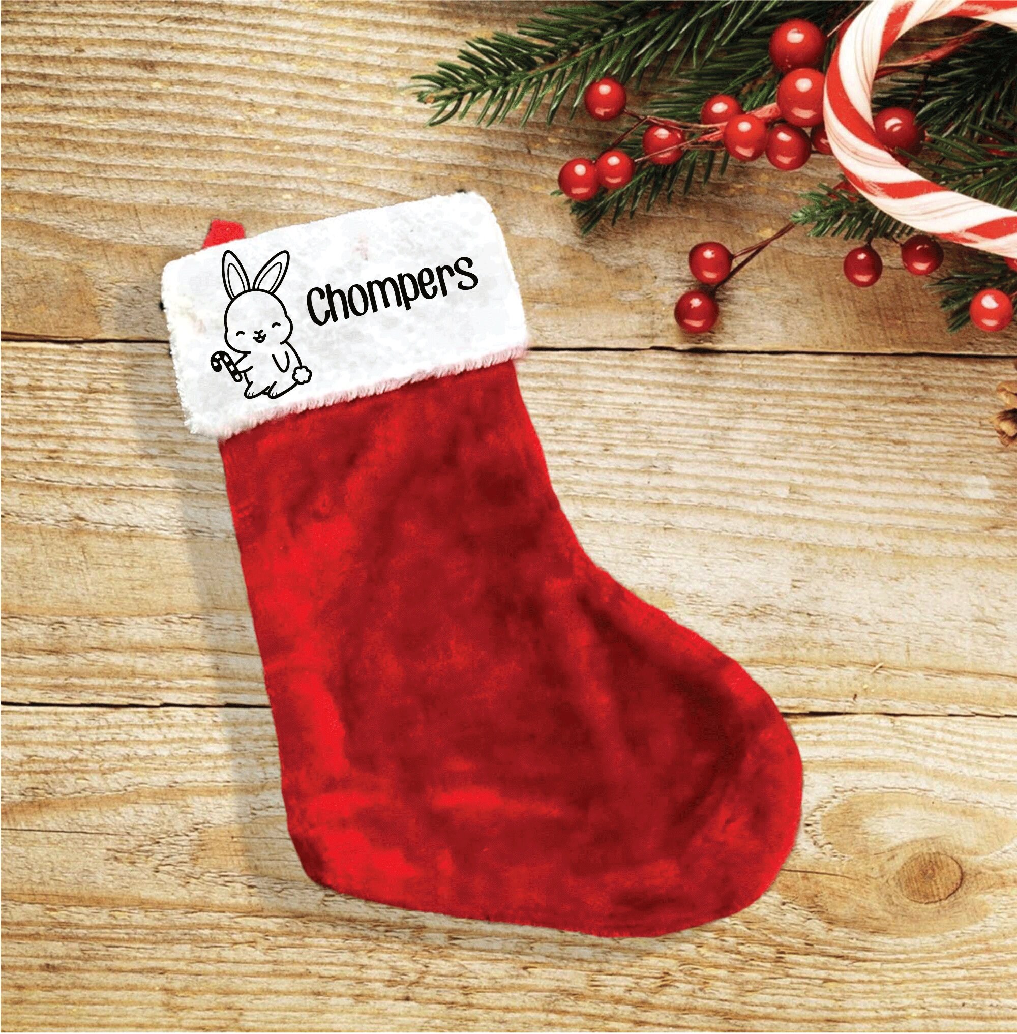 CUSTOM Plush Christmas Rabbit Stockings. Animal Stocking. | Etsy