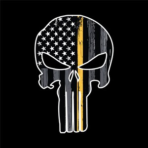 Thin Gold Line Punisher Skull Dispatcher Car Decal. Vinyl Decal. Police ...
