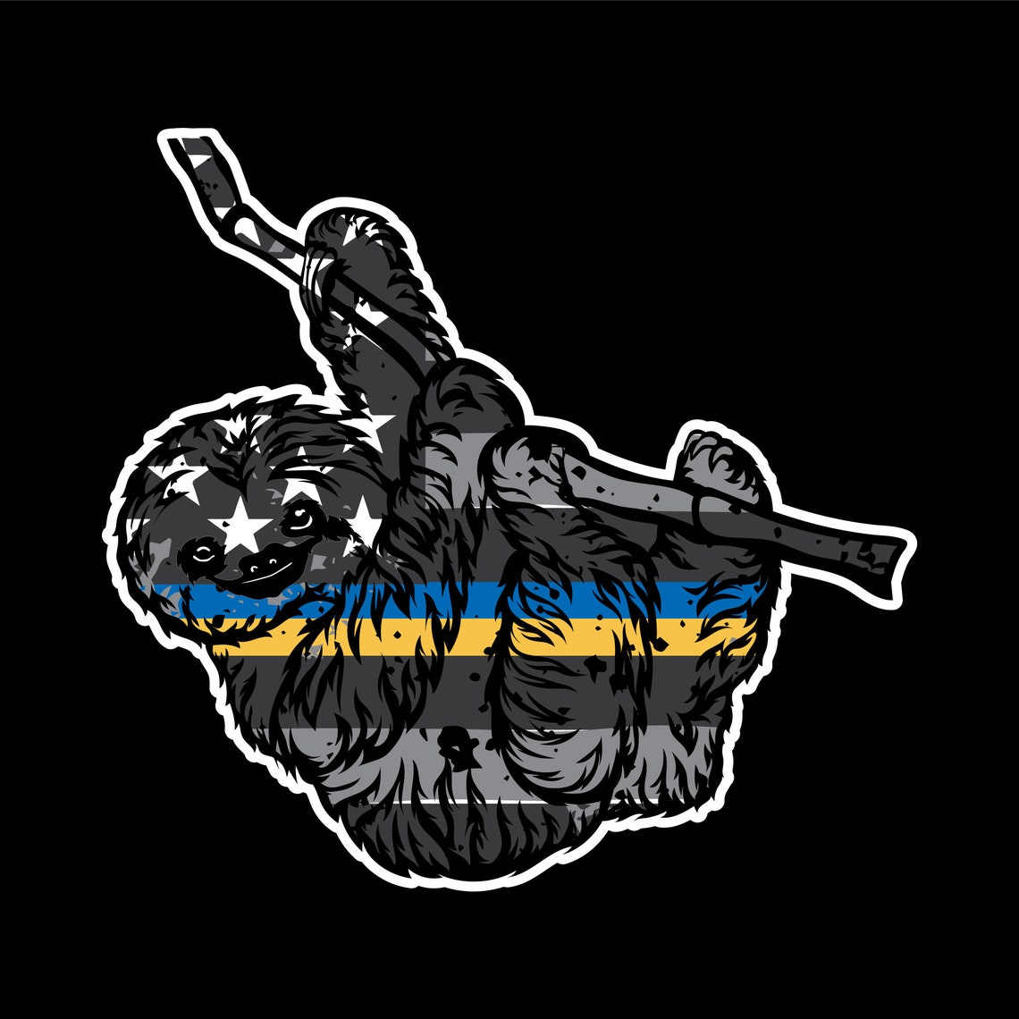 Thin Blue and Gold Line Police Dispatcher Sloth Vehicle Decal. Vinyl ...