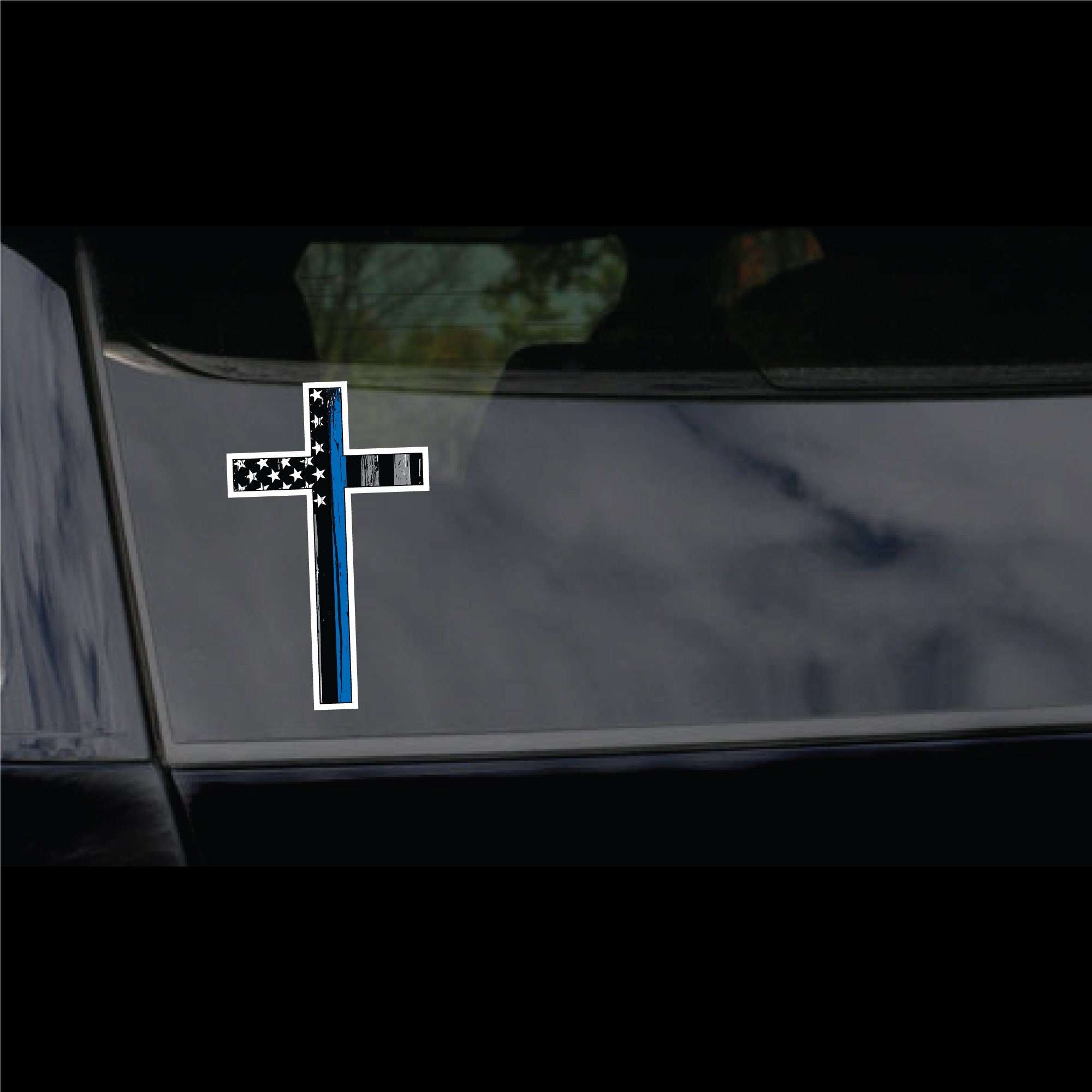 Thin Blue Line Cross Vehicle Decal. Vinyl Decal. Law Enforcement ...