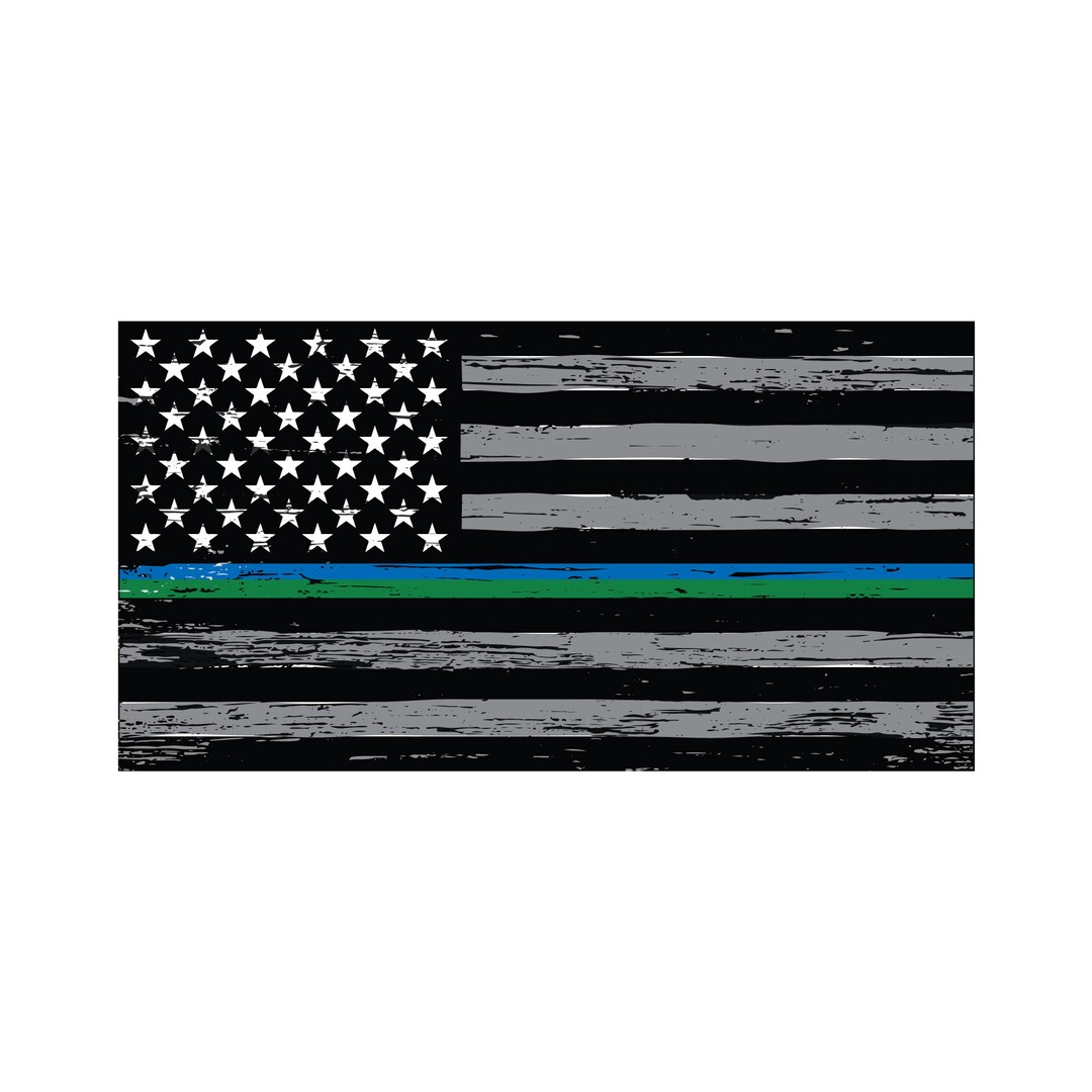 Thin Blue Green Line Police and Military American Flag Vehicle Decal ...