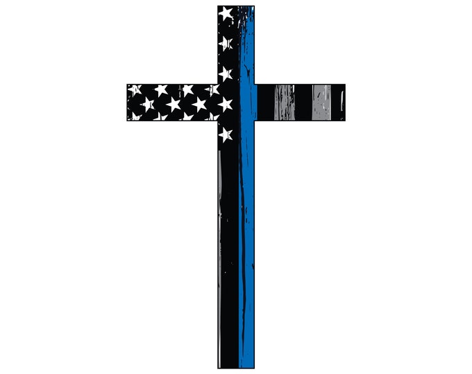 Thin Blue Line Cross Vehicle Decal. Vinyl Decal. Law Enforcement ...