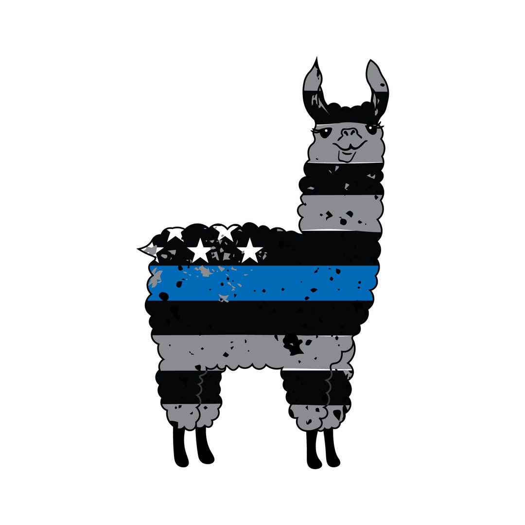 Thin Blue Line LEO Blue Llama American Flag Distressed Vehicle Decal ...