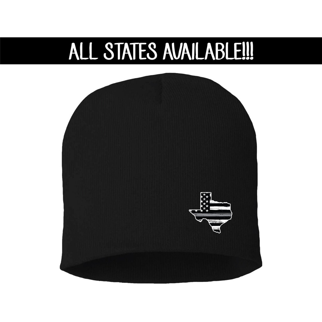 Thin Silver Line State Outline Correctional Officer Beanie ...