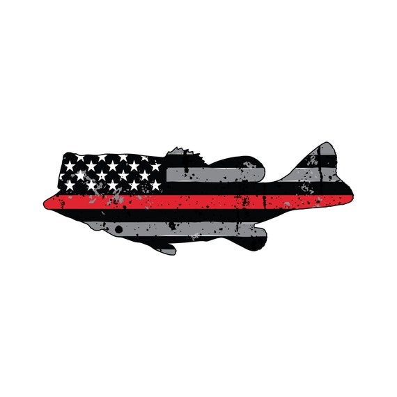 Thin Red Line Firefighter Largemouth Bass Vehicle Decal. Vinyl | Etsy