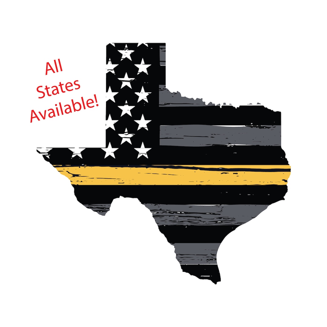 Thin Gold Line Dispatcher State Outline Vehicle Decal. Vinyl Decal ...