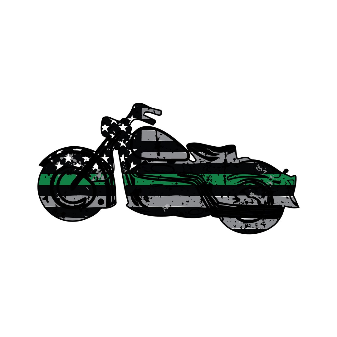Thin Green Line Border Patrol and Military American Flag Motorcycle ...