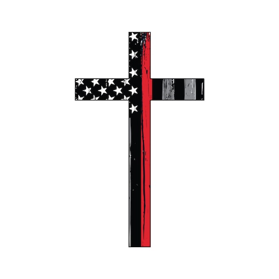 Thin Red Line Firefighter Cross Vehicle Decal. Vinyl Decal. - Etsy