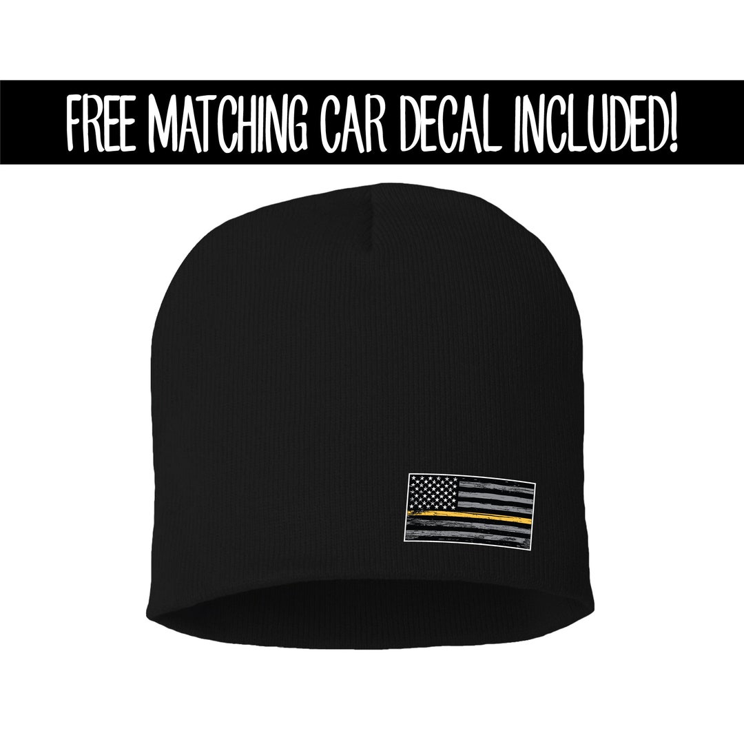 Thin Gold Line Dispatcher American Flag Beanie. Dispatcher Stocking Cap ...