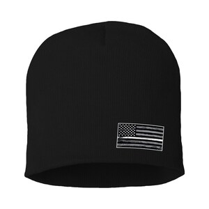 Thin White Line Paramedic EMT American Flag Beanie. EMS Stocking Cap ...