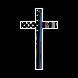 Thin Blue and Red Line Police and Firefighter Cross Vehicle Decal. Fire ...