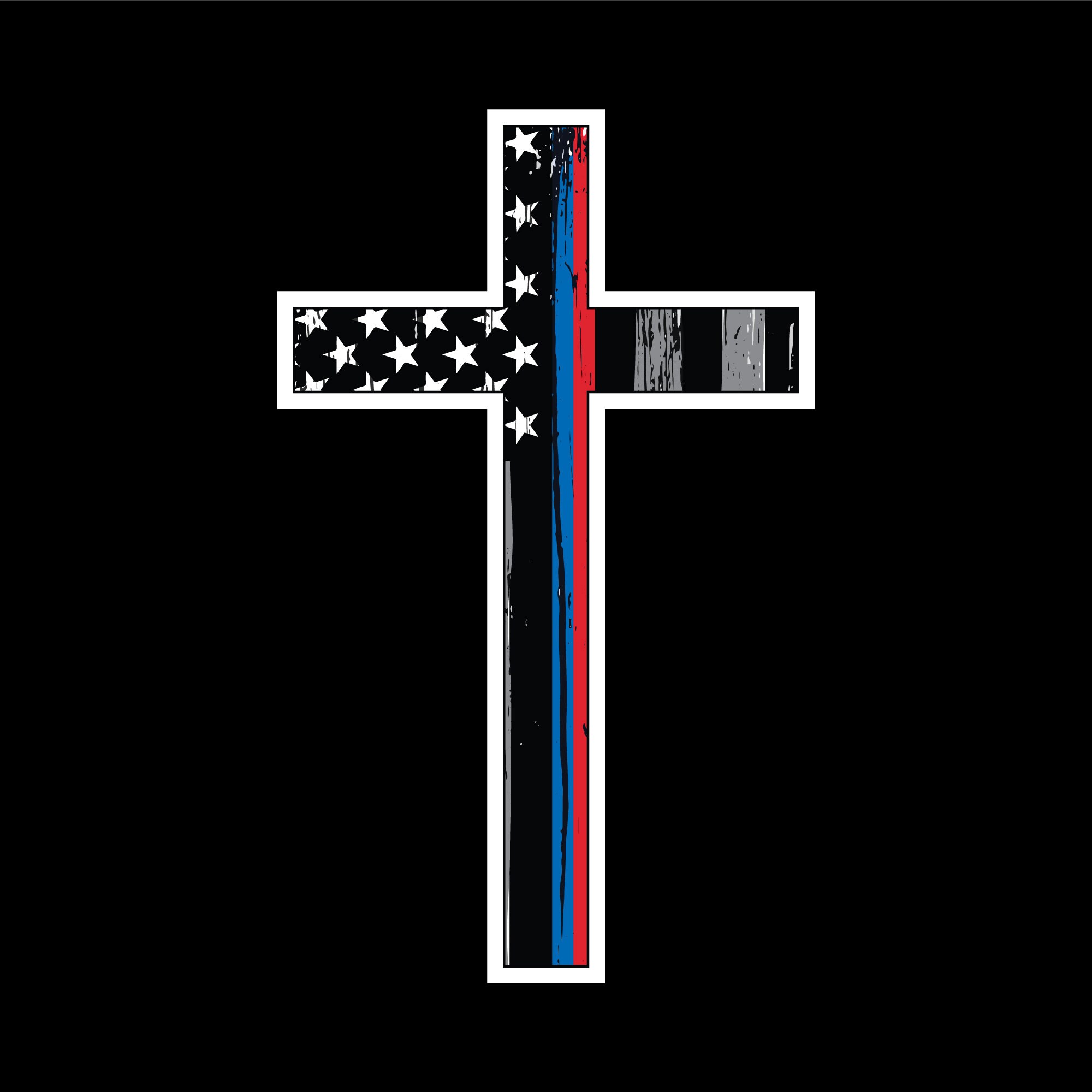 Thin Blue and Red Line Police and Firefighter Cross Vehicle | Etsy