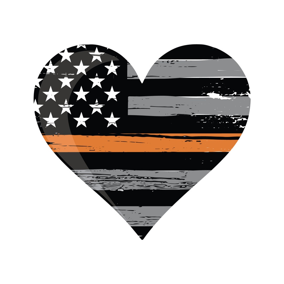 Thin ORANGE Line Search and Rescue Heart Car Decal. Vinyl Decal. Search ...