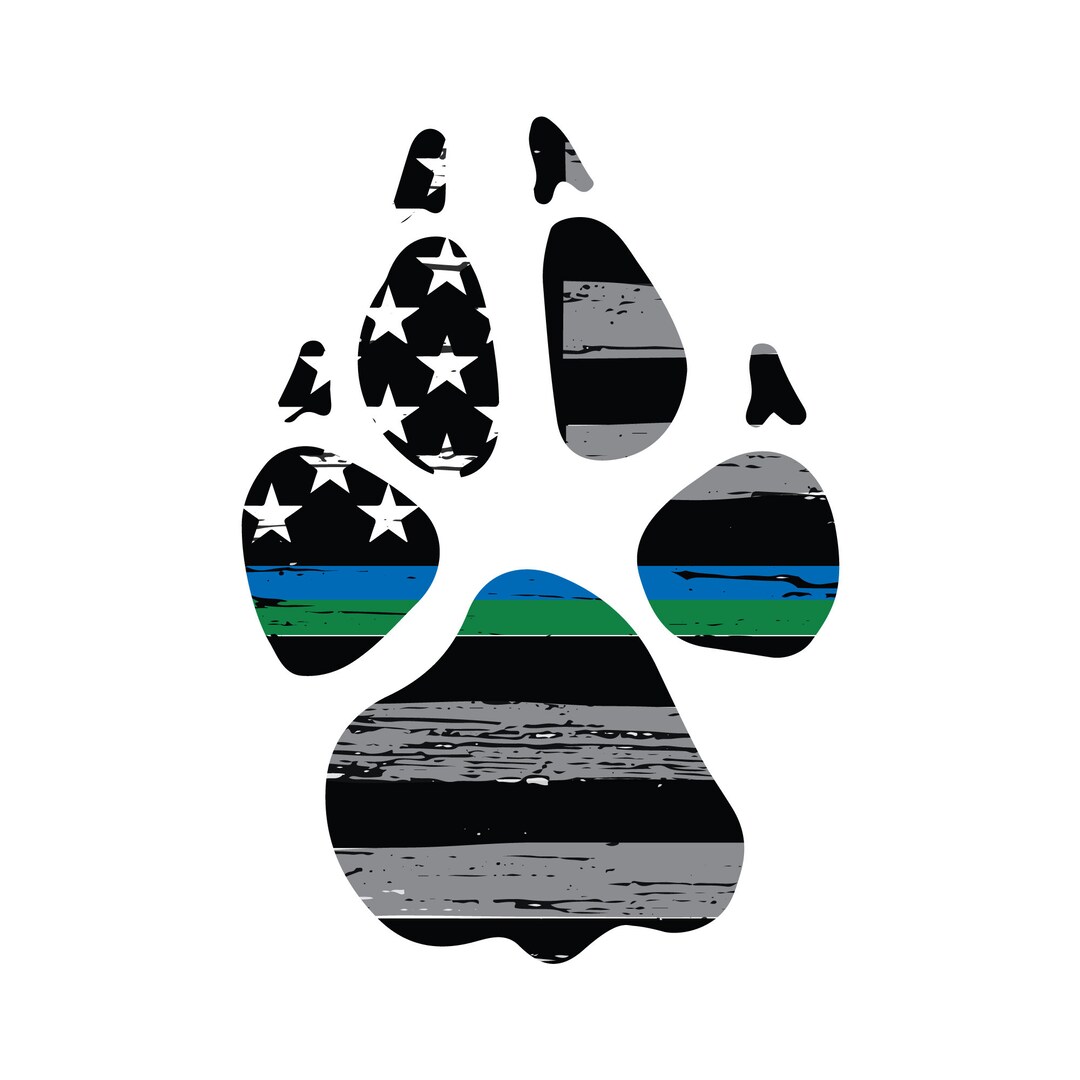 Thin Blue and Green Line Police and Military K9 Paw Print Car Decal ...