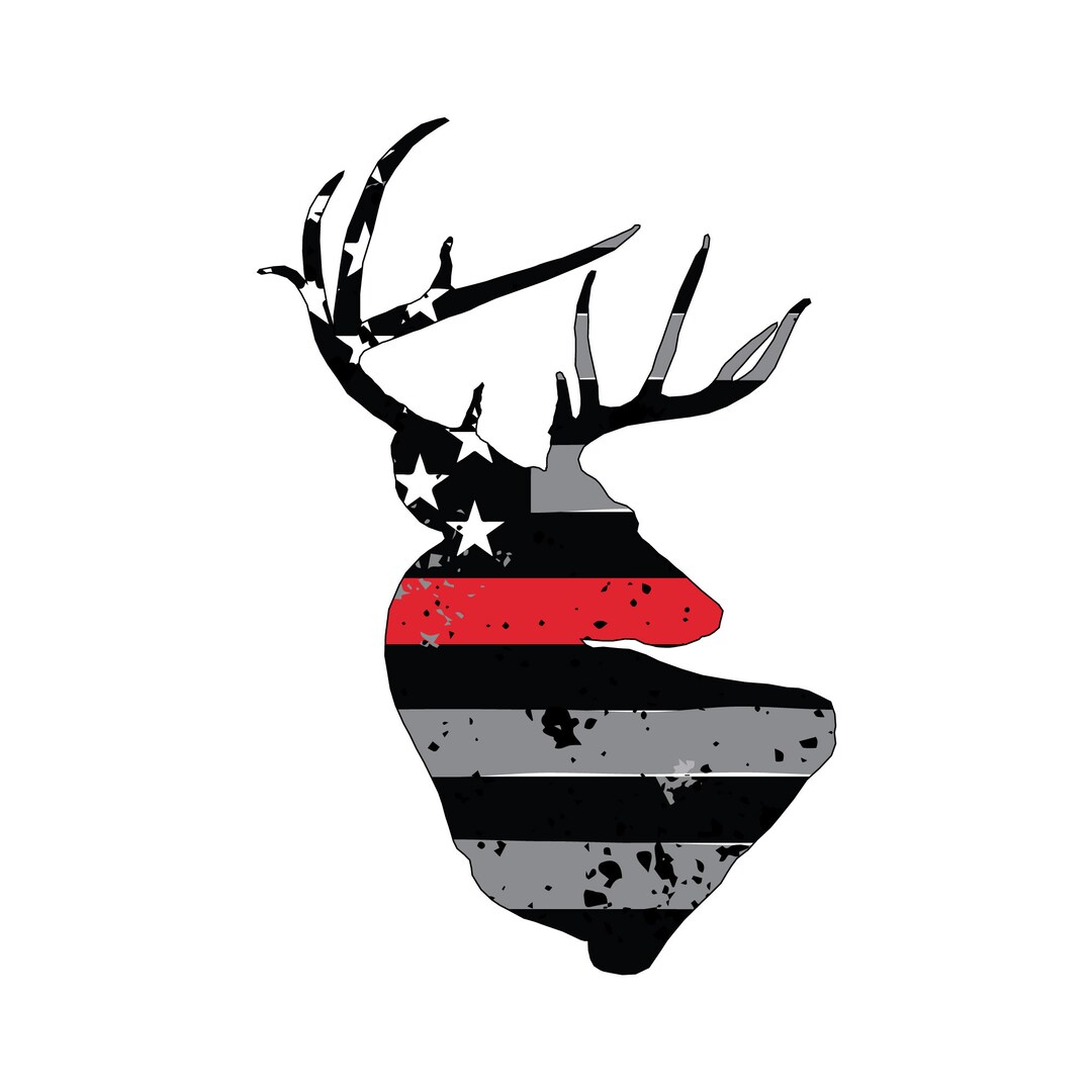 Thin Red Line Firefighter Whitetail Deer Vehicle Decal. Vinyl Decal ...