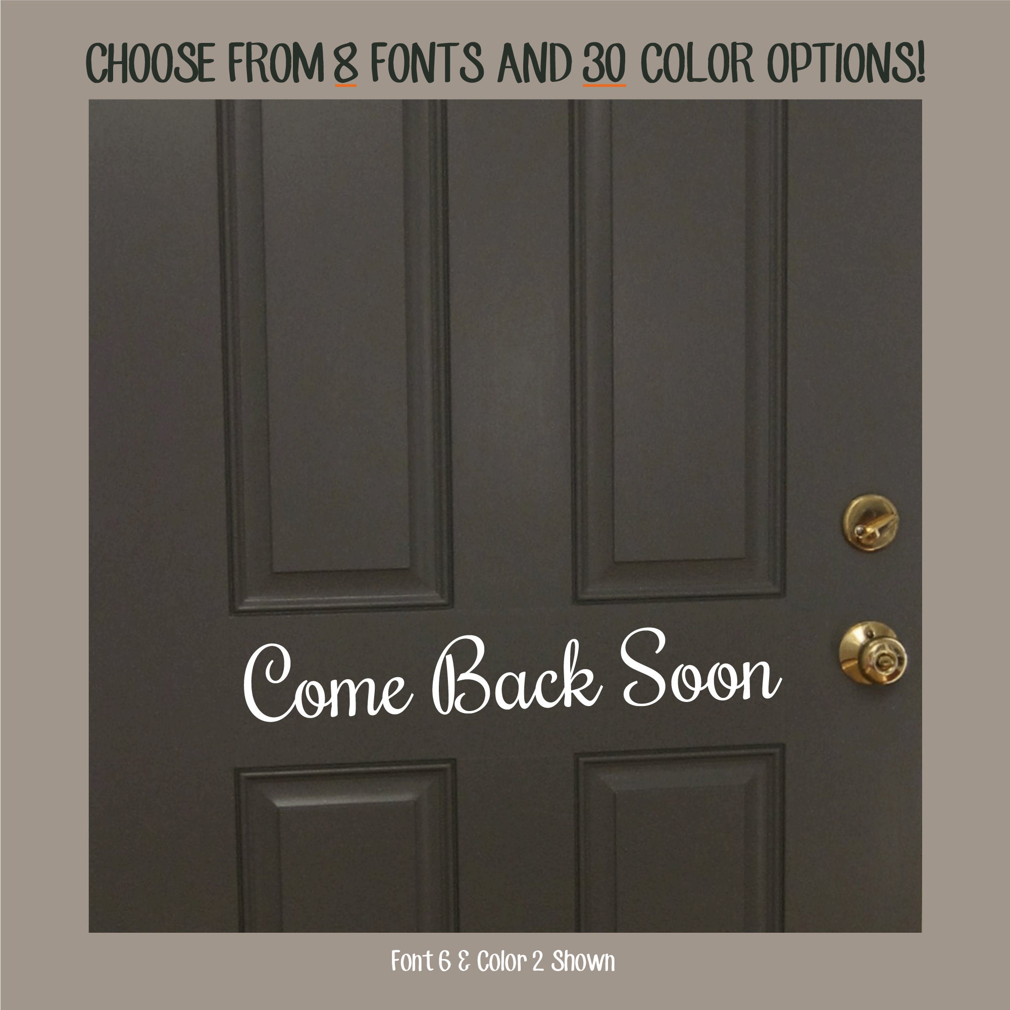 Interior Front Door Decal. Come Back Soon Decal. Come Back - Etsy