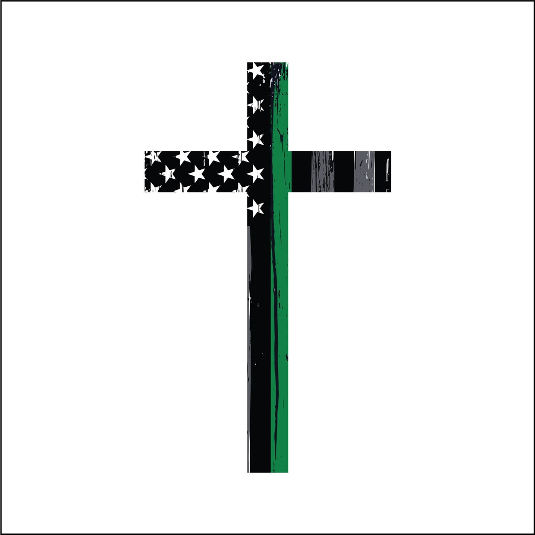 Thin Green Line Border Patrol and Military Cross Vehicle Decal. Vinyl ...