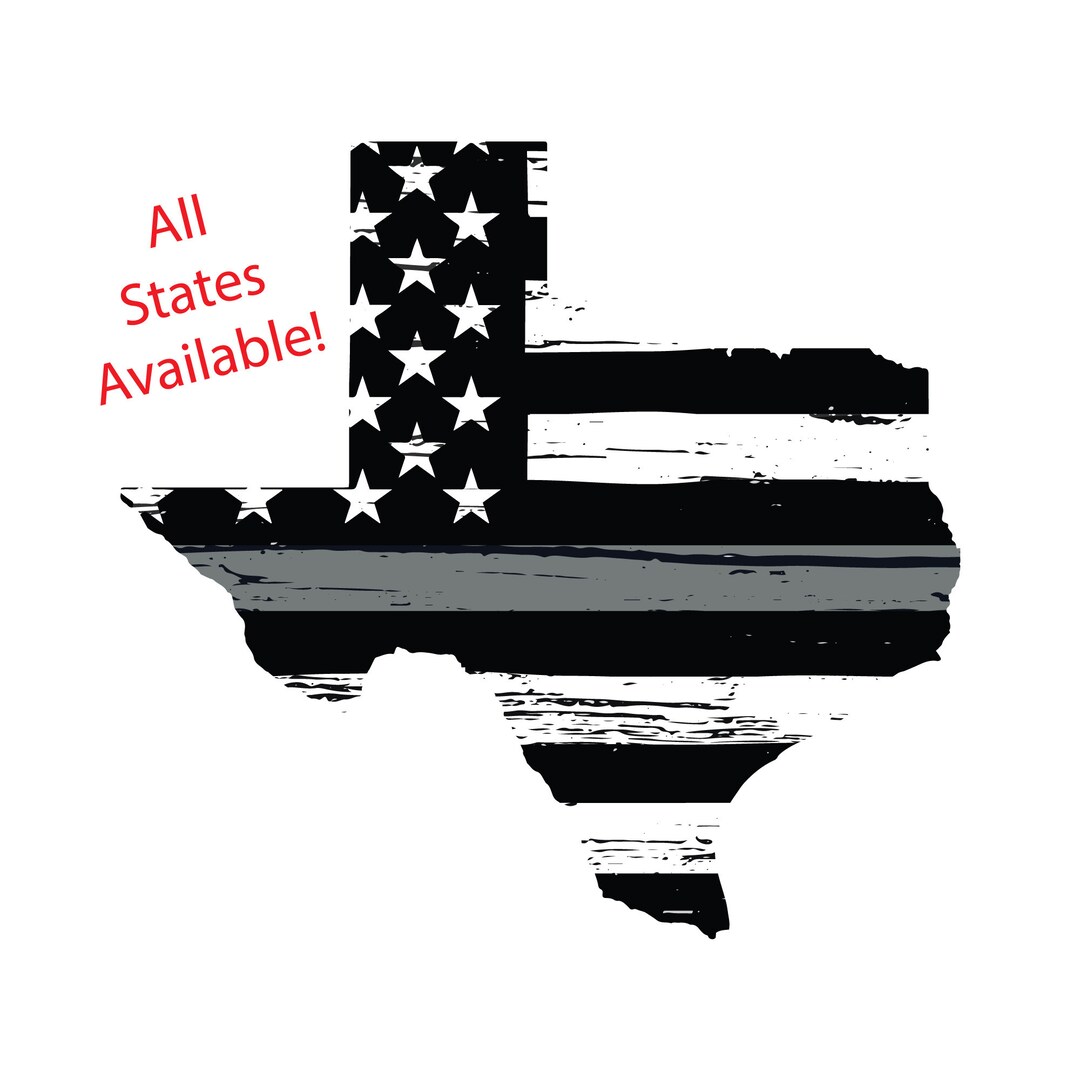 Thin Silver Line Corrections Officer State Outline Vehicle Decal ...
