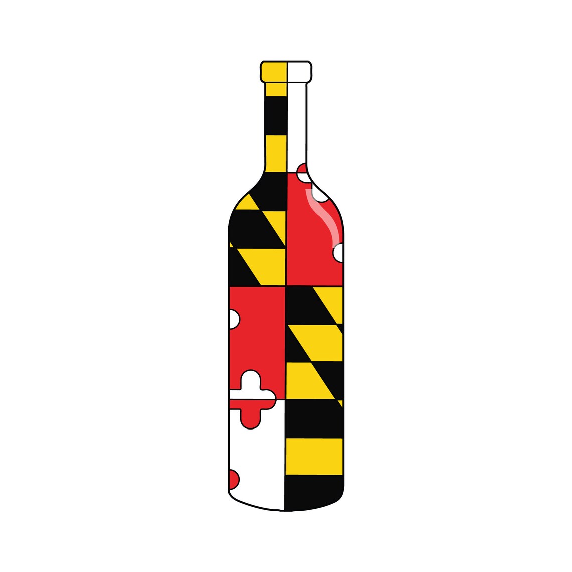 Maryland Flag Wine Bottle Car Decal. Maryland State Wine | Etsy