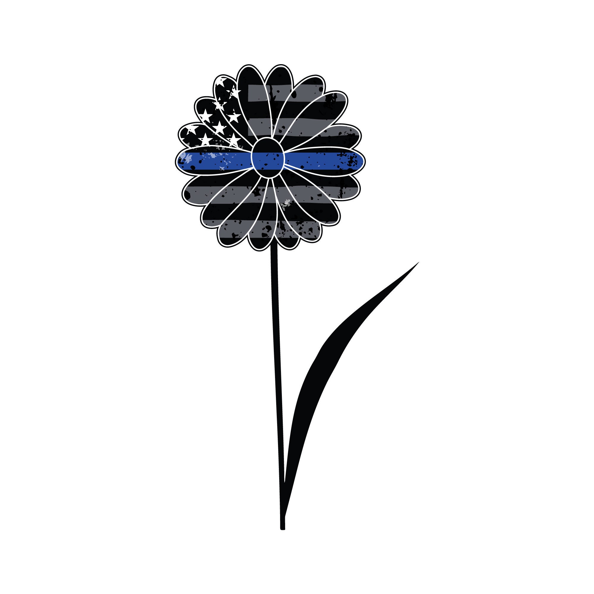 Thin Blue Line LEO Flower Vehicle Decal. Vinyl Decal. Law - Etsy