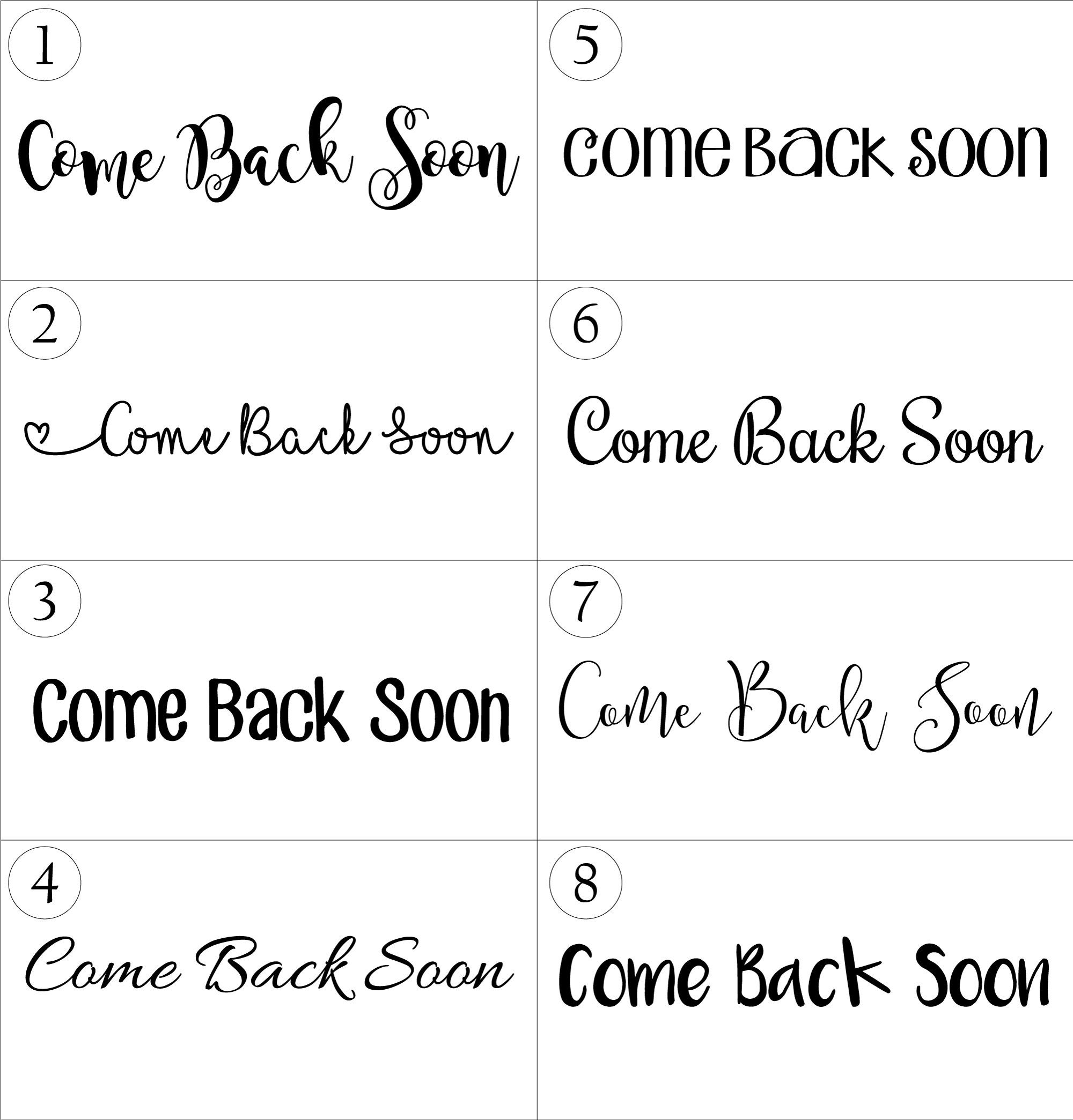 Interior Front Door Decal. Come Back Soon Decal. Come Back - Etsy