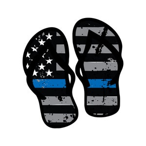 Thin Blue Line LEO Flip Flops Vehicle Decal. Vinyl Decal. Law ...