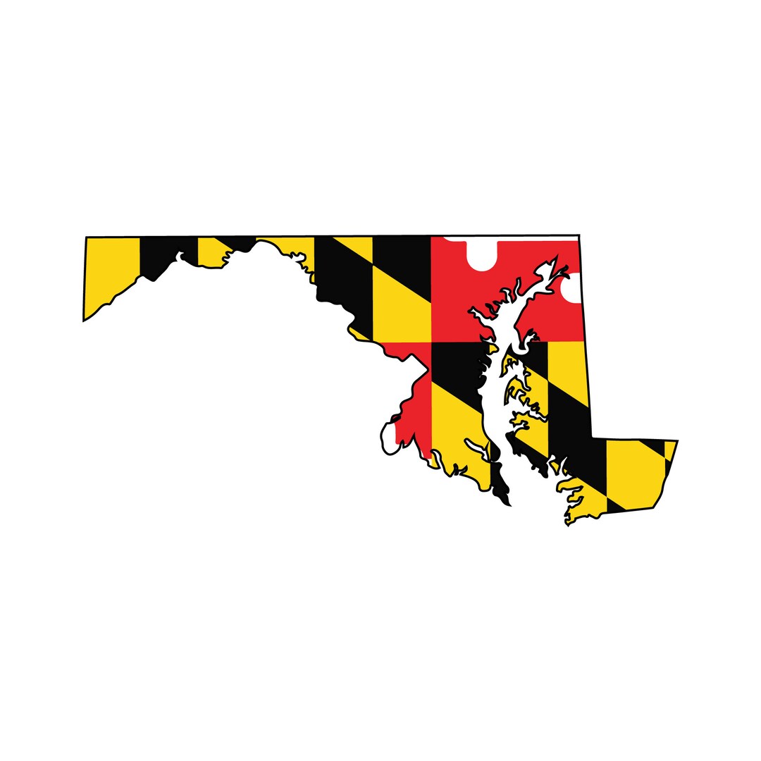 State of Maryland Outline- Maryland Flag Vehicle Decal. Maryland Pride ...