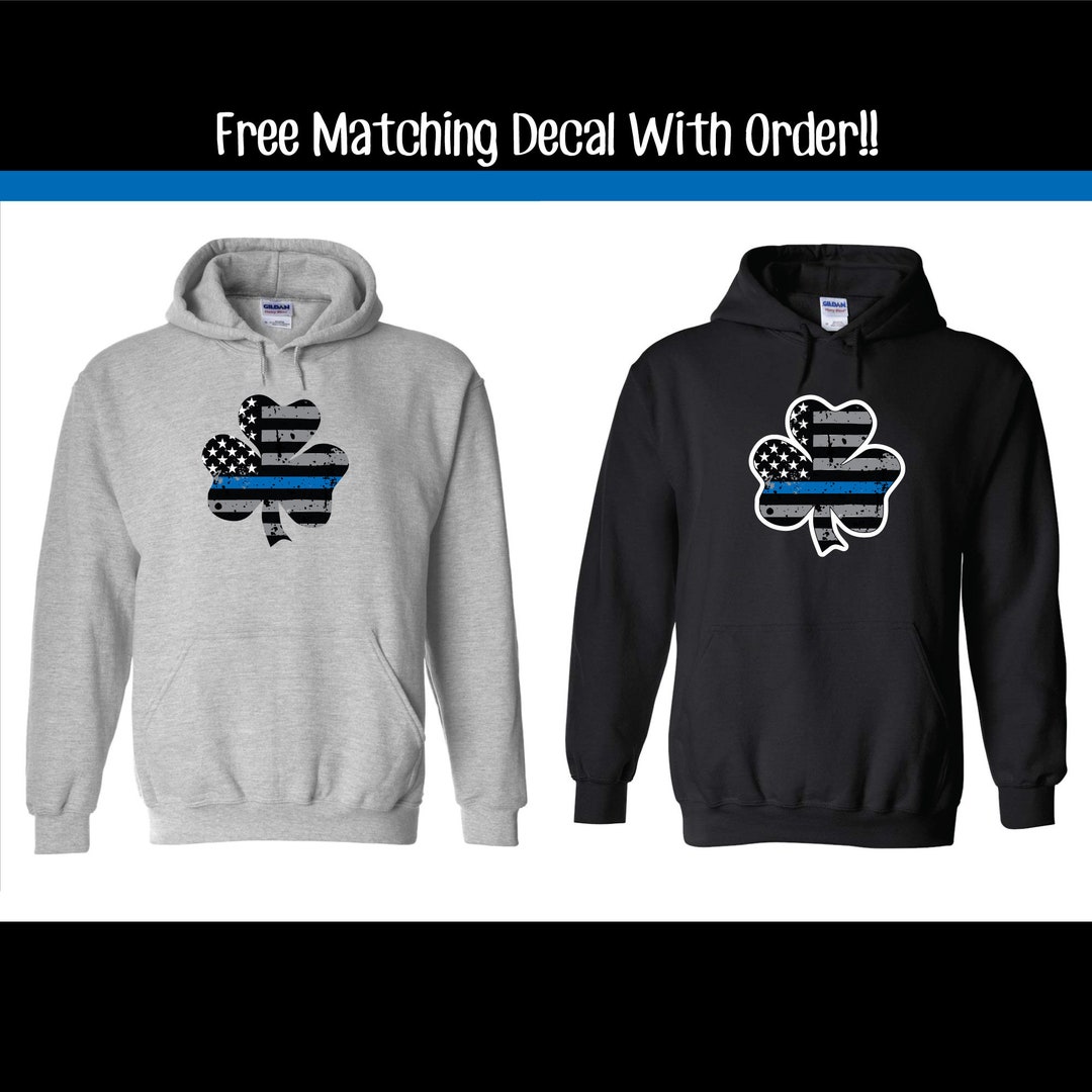 Thin Blue Line Police Shamrock Hoodie. Police Hoodie. Police Shamrock ...