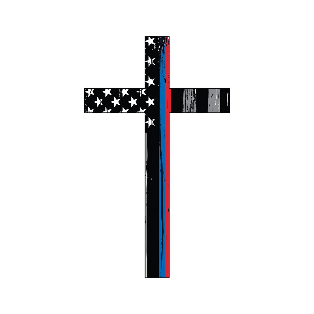 Thin Blue and Red Line Police and Firefighter Cross Vehicle Decal. Fire ...
